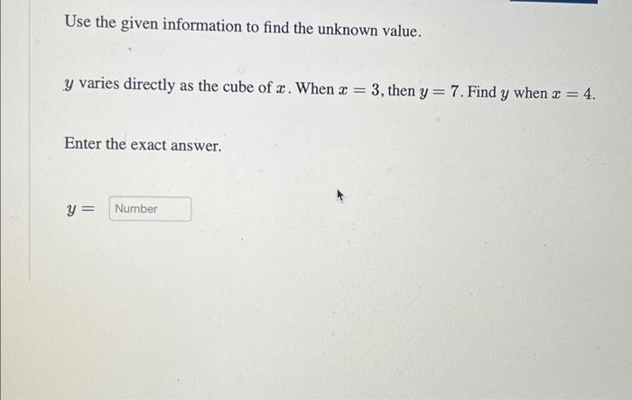 Solved Use the given information to find the unknown value. | Chegg.com