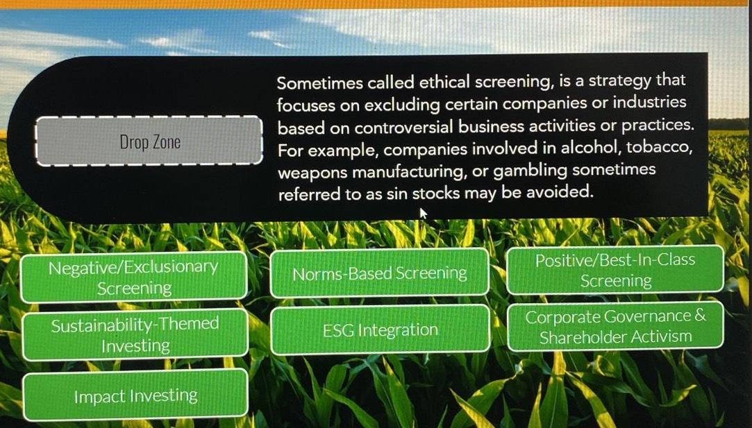 Solved Sometimes called ethical screening, is a strategy | Chegg.com