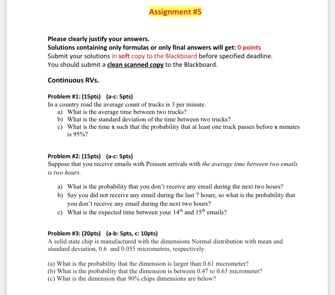 Solved Assignment #5Please clearly justify your | Chegg.com