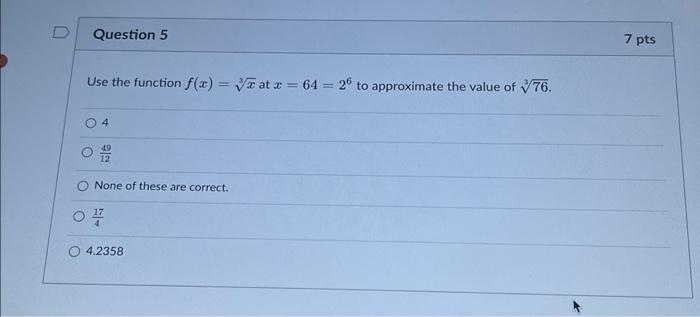 Solved Use the function f(x)=3x at x=64=26 to approximate | Chegg.com