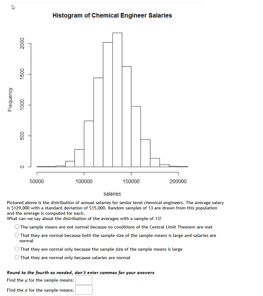 Solved Histogram of Chemical Engineer Salaries Pictured | Chegg.com