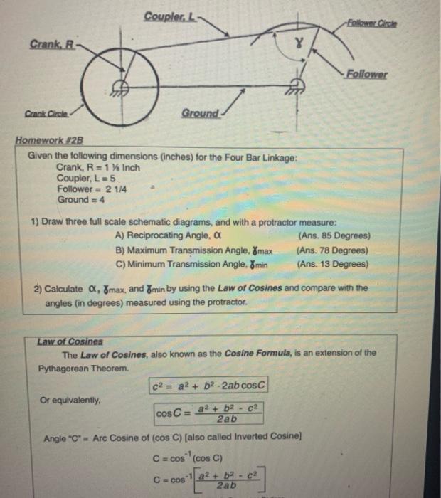 Solved Coupler. L Fotowe Circle Crank. A ४ - Follower Crank | Chegg.com