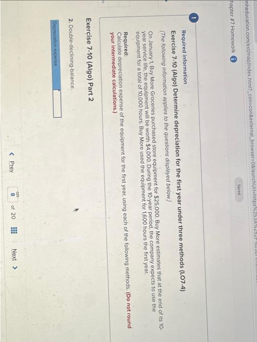 Solved Required information Exercise 7-10 (Algo) Determine | Chegg.com