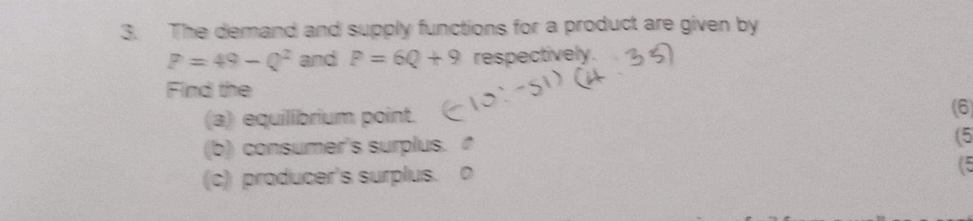 Solved 3. The demand and supply functions for a product are | Chegg.com