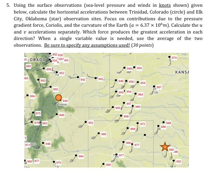 Solved Using the surface observations (sea-level pressure | Chegg.com