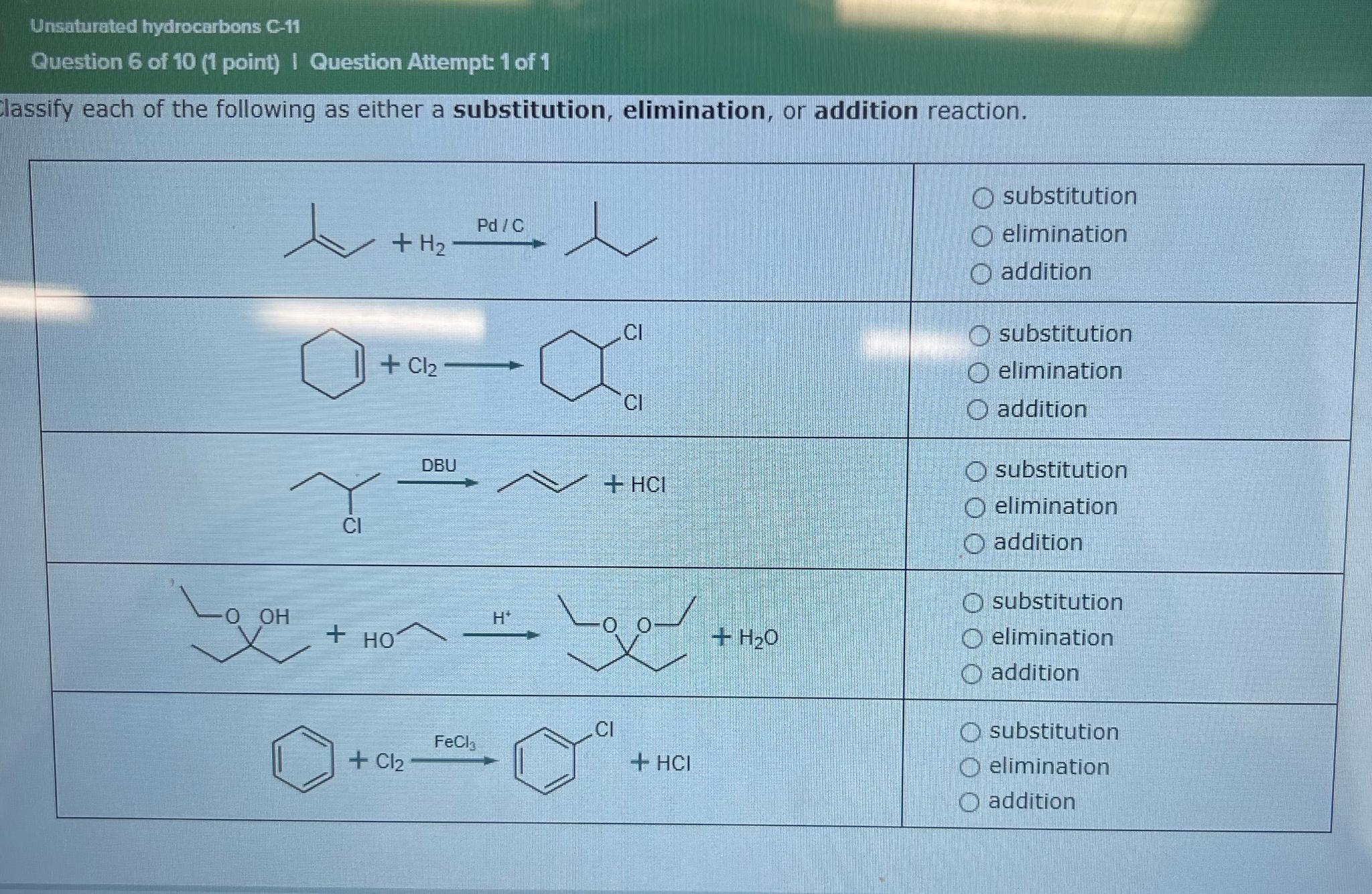 Solved Unsaturated hydrocarbons C-11Question 6 ﻿of 10 (1 | Chegg.com