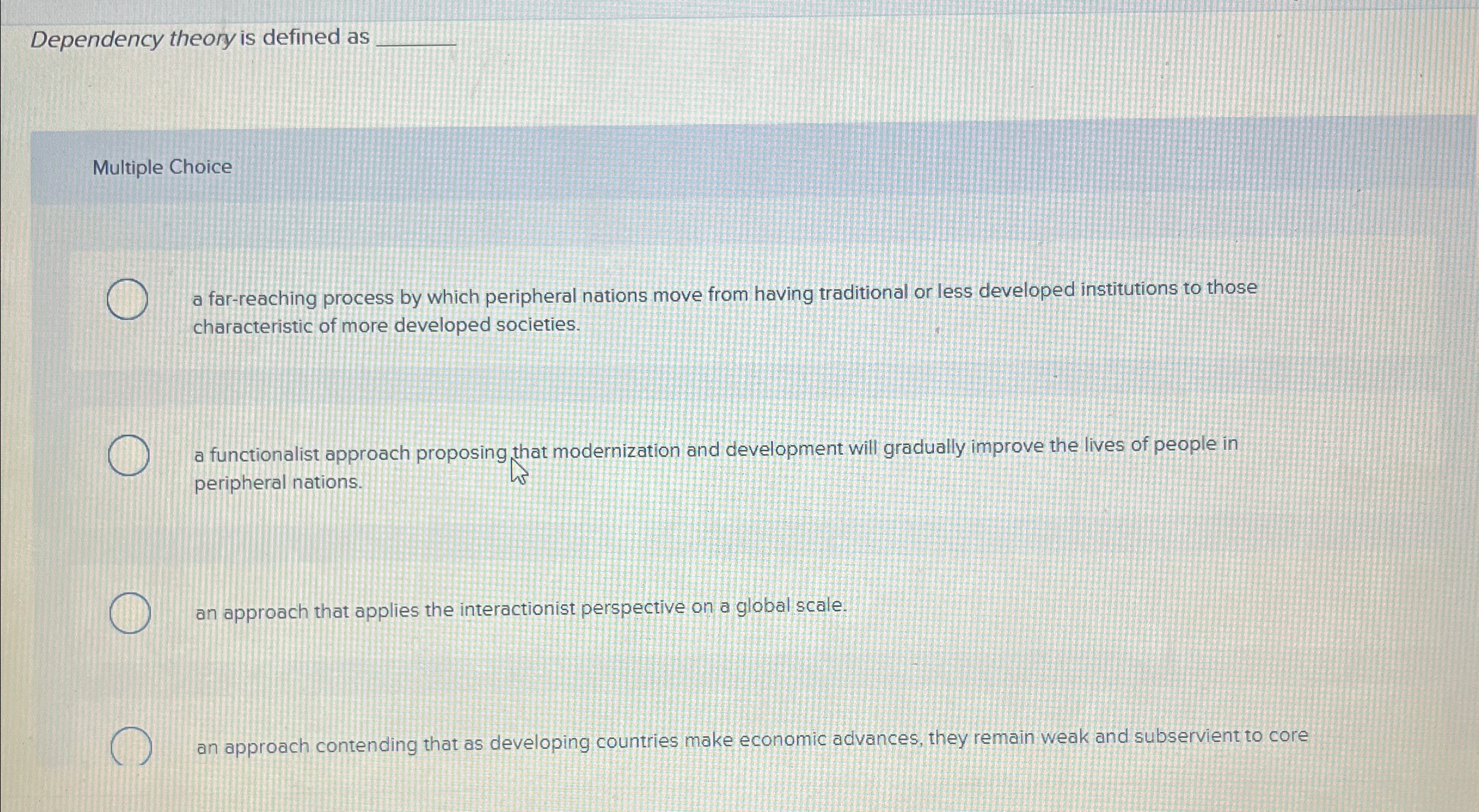 Solved Dependency theory is defined asMultiple Choicea | Chegg.com