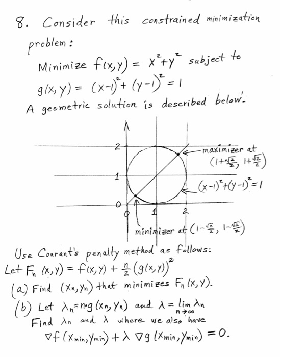 Solved 8 Consider This Constrained Minimization Problem 9359