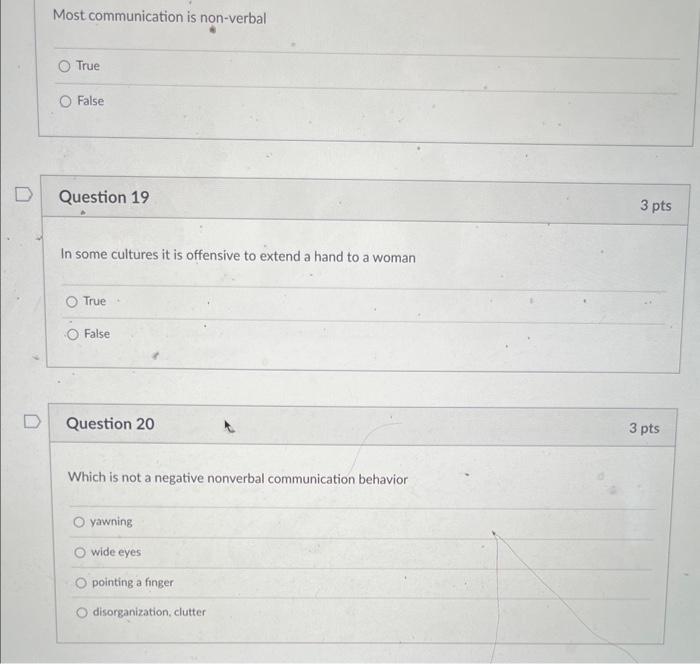 Solved Most communication is non-verbal True False Question | Chegg.com