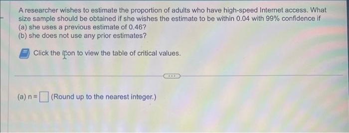 Solved A researcher wishes to estimate the proportion of | Chegg.com