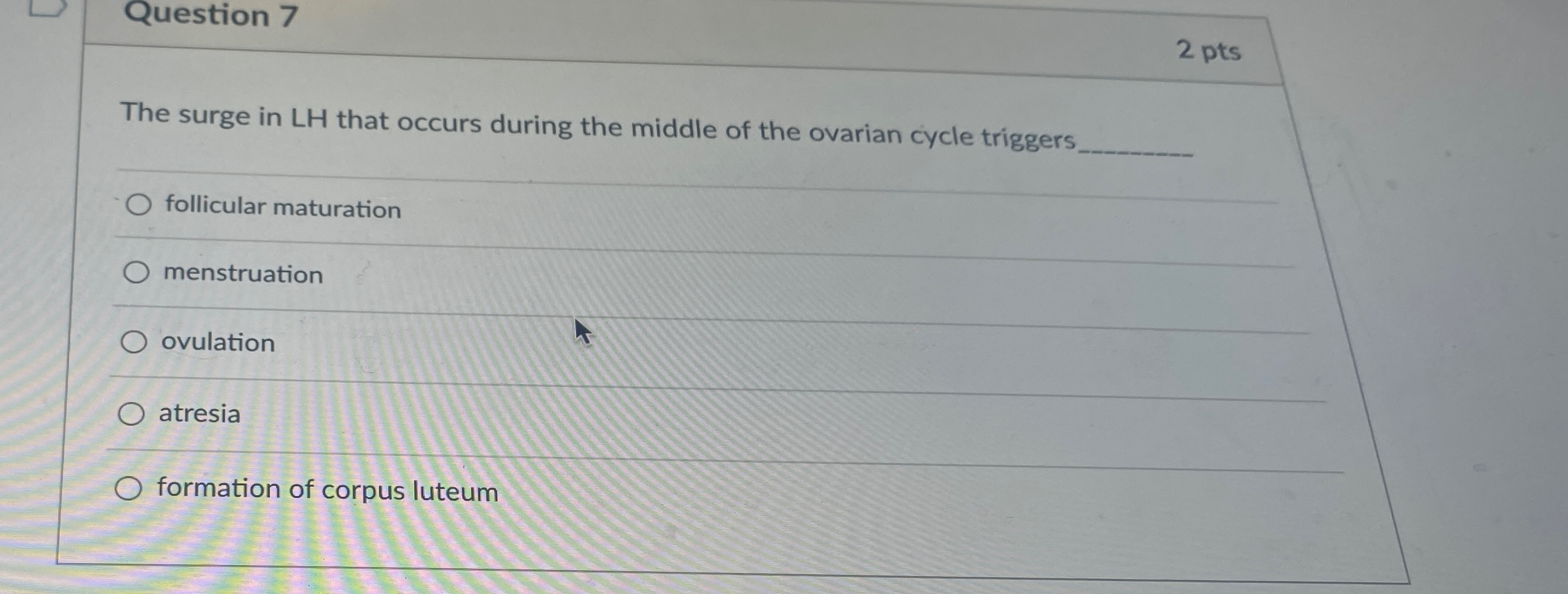 Solved Question 72 ﻿ptsThe surge in LH that occurs during | Chegg.com