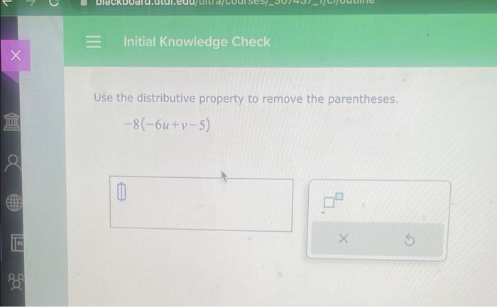 Solved Use the distributive property to remove the | Chegg.com