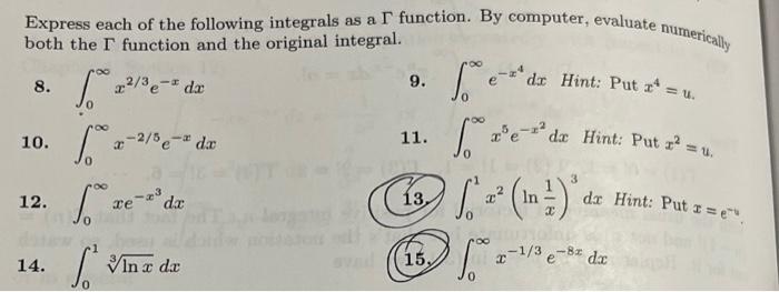 Solved Express each of the following integrals as a I | Chegg.com