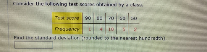 Solved Consider the following test scores obtained by a | Chegg.com