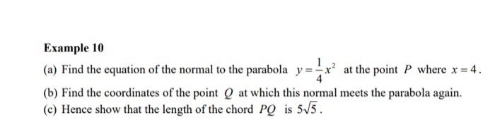 Solved Example 10 (a) Find the equation of the normal to the | Chegg.com