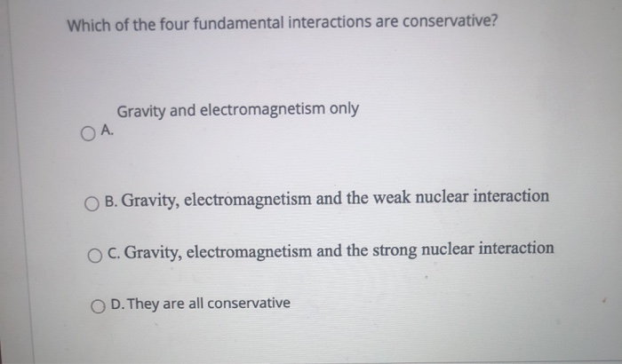 Solved Which of the four fundamental interactions are | Chegg.com