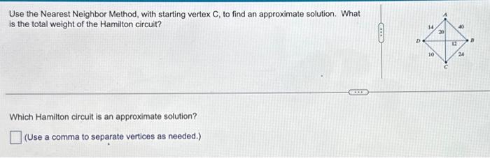 Solved Use the Nearest Neighbor Method, with starting vertex | Chegg.com
