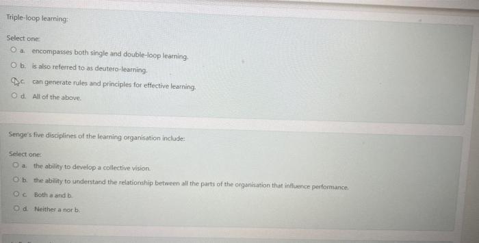 Solved Triple-loop learning: Select one a. encompasses both | Chegg.com