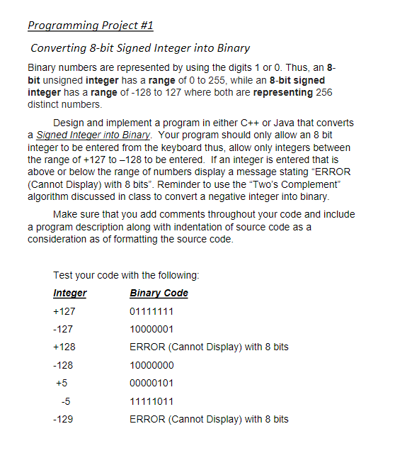 Solved Programming Project #1 (show work pls)Converting | Chegg.com