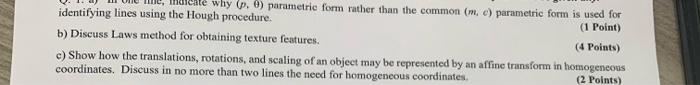 Solved identifying lines using the Hough procedure. | Chegg.com