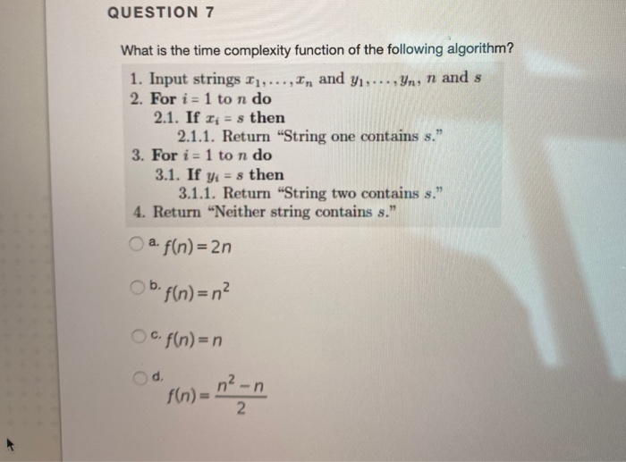 Solved QUESTION 6 What is the dominant operation in this | Chegg.com