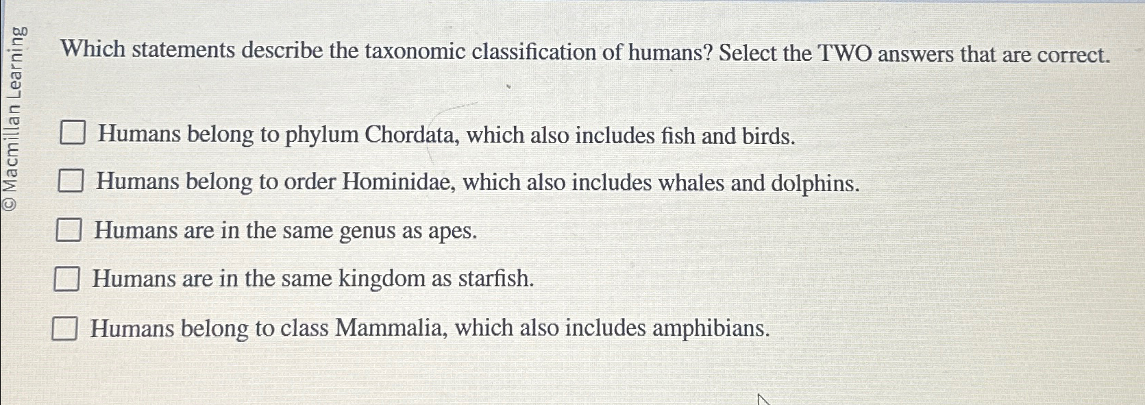 Solved Which statements describe the taxonomic | Chegg.com