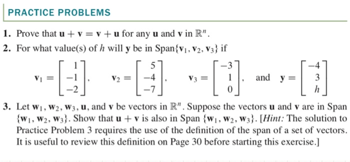 Solved PRACTICE PROBLEMS 1. Prove that u + v=v + u for any u | Chegg.com