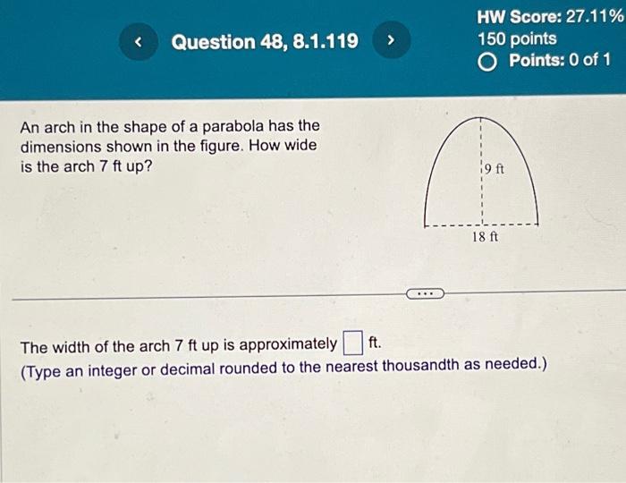 Solved An arch in the shape of a parabola has the dimensions | Chegg.com