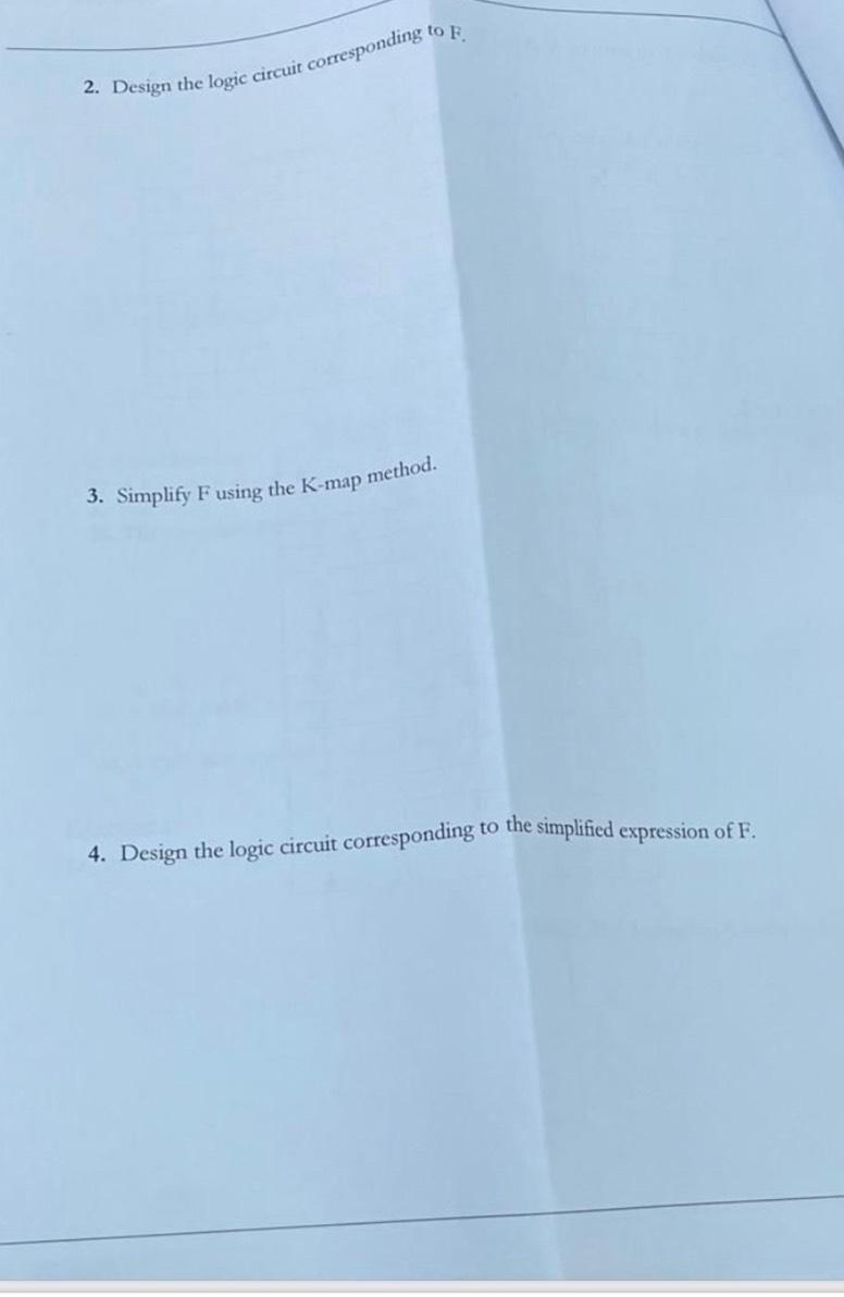 Solved Design the logic circuit corresponding to F,Simplify | Chegg.com