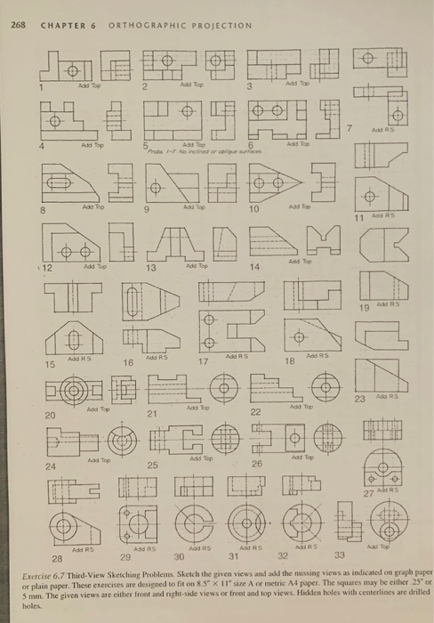 Solved 268 CHAPTER 6 ORTHOGRAPHIC PROJECTION 11 AS DALAM O | Chegg.com