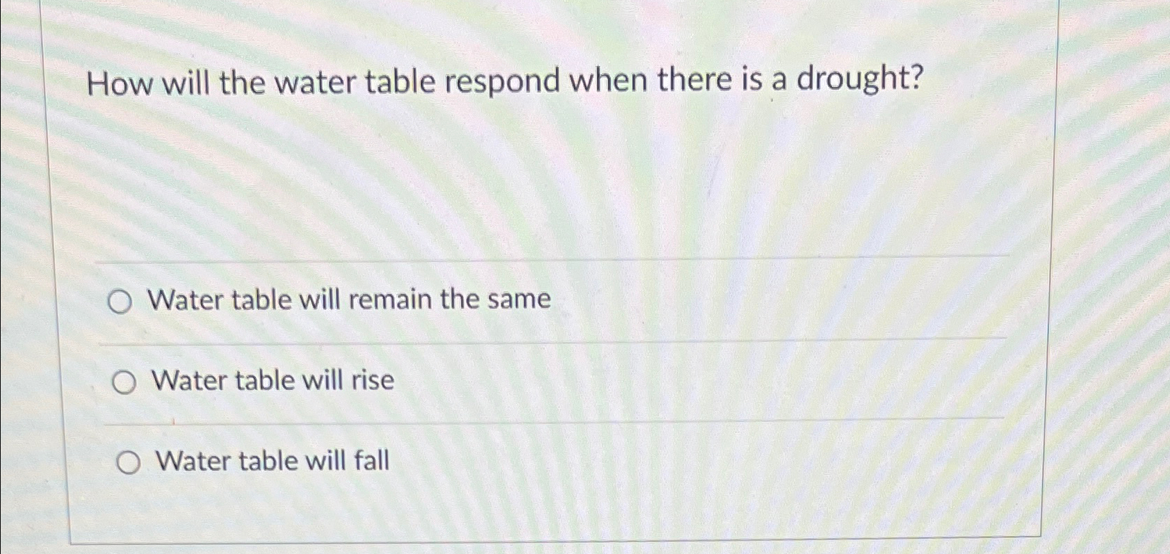 Solved How will the water table respond when there is a | Chegg.com