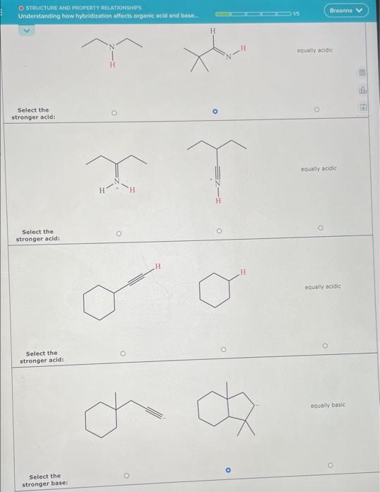 Solved in each row of the table below, select the stronger | Chegg.com