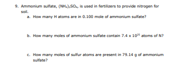 Solved Ammonium sulfate, (NH4)2SO4, ﻿is used in fertilizers | Chegg.com