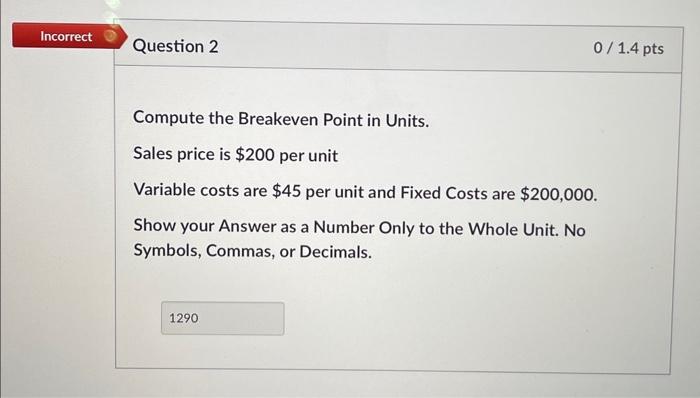 Solved Compute the Breakeven Point in Units. Sales price is | Chegg.com
