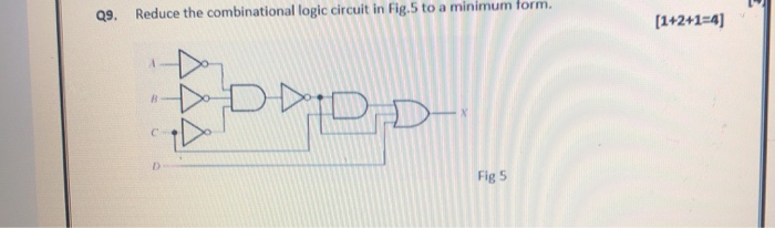 Solved Q9. Reduce the combinational logic circuit in Fig.5 | Chegg.com