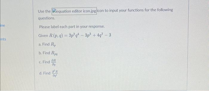 Solved Use the icon to input your functions for the | Chegg.com