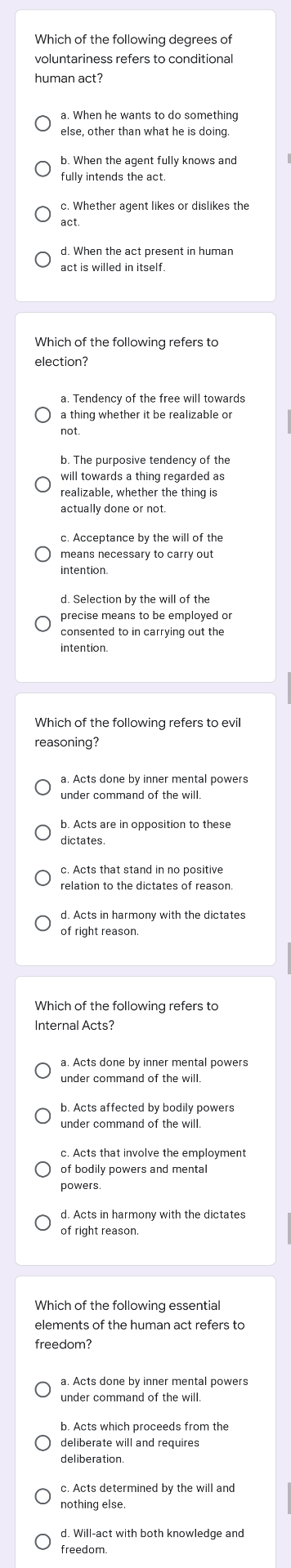 Solved Which of the following degrees of voluntariness | Chegg.com