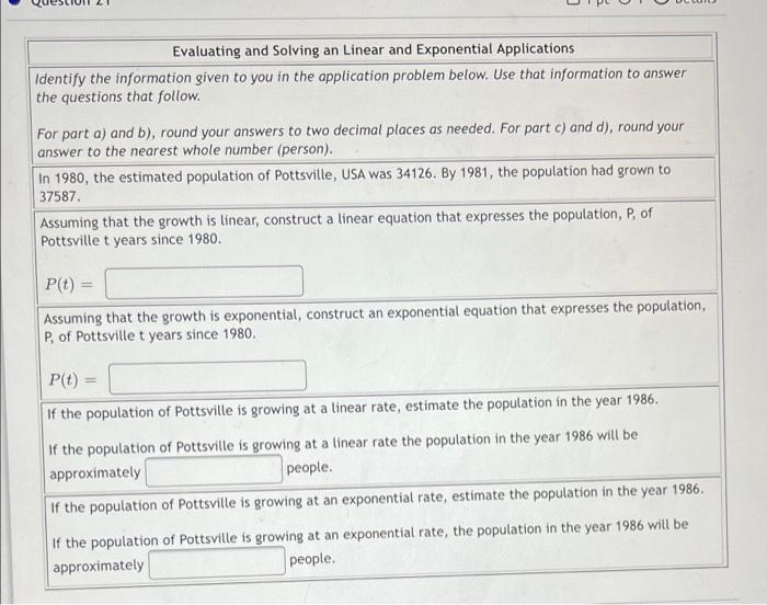Solved Evaluating and Solving an Linear and Exponential | Chegg.com