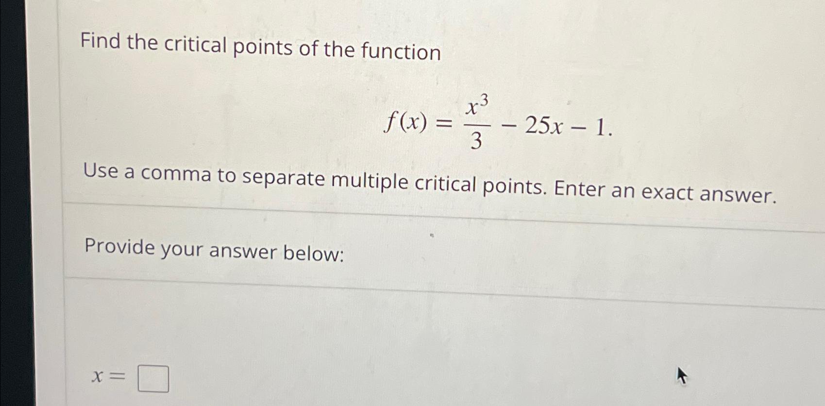 Solved Find the critical points of the | Chegg.com