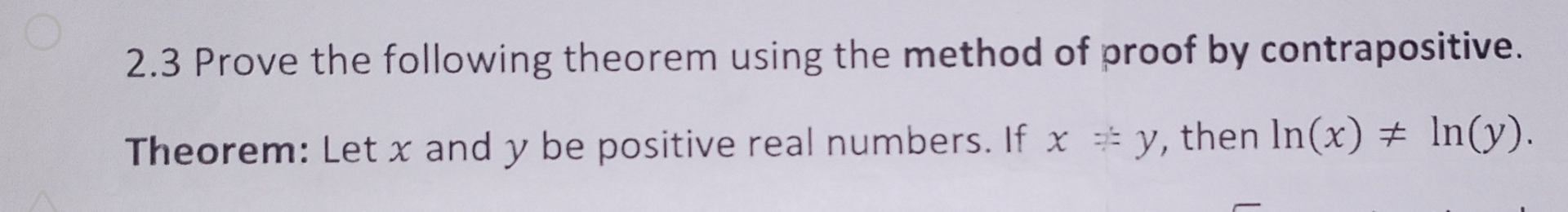 Solved 2.3 ﻿Prove the following theorem using the method of | Chegg.com