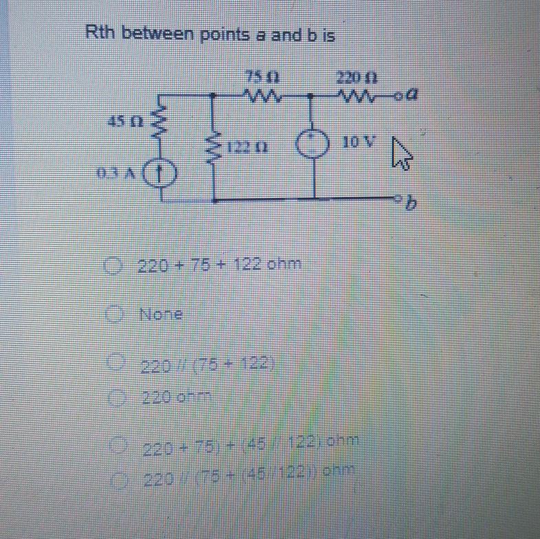 Solved Rth between points a and b ﻿is | Chegg.com