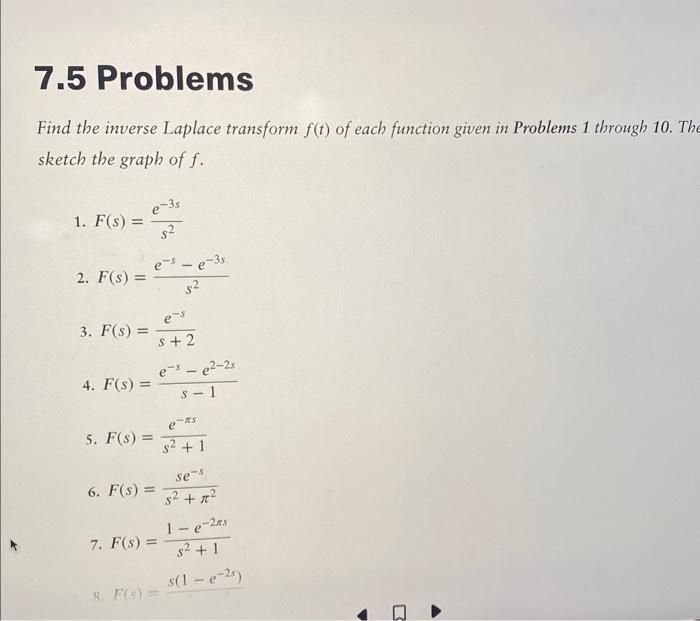 Solved Find the inverse Laplace transform f(t) of each | Chegg.com