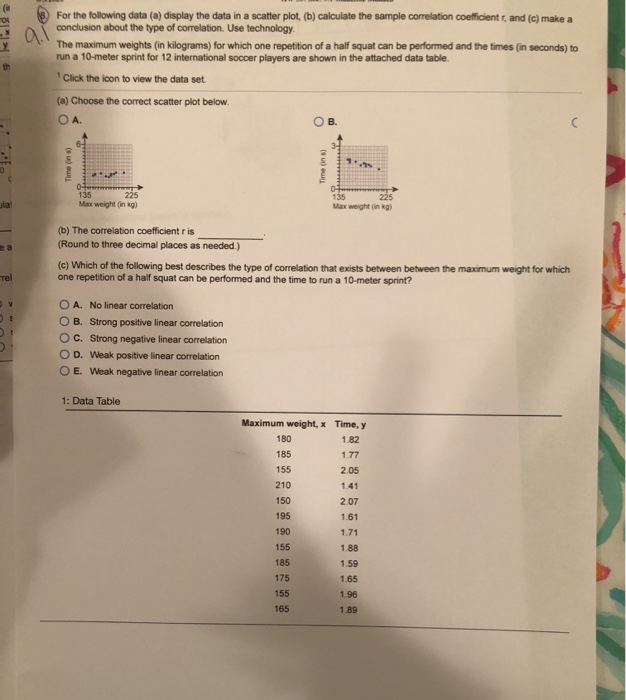 Solved Two variables have a positive linear correlation. | Chegg.com