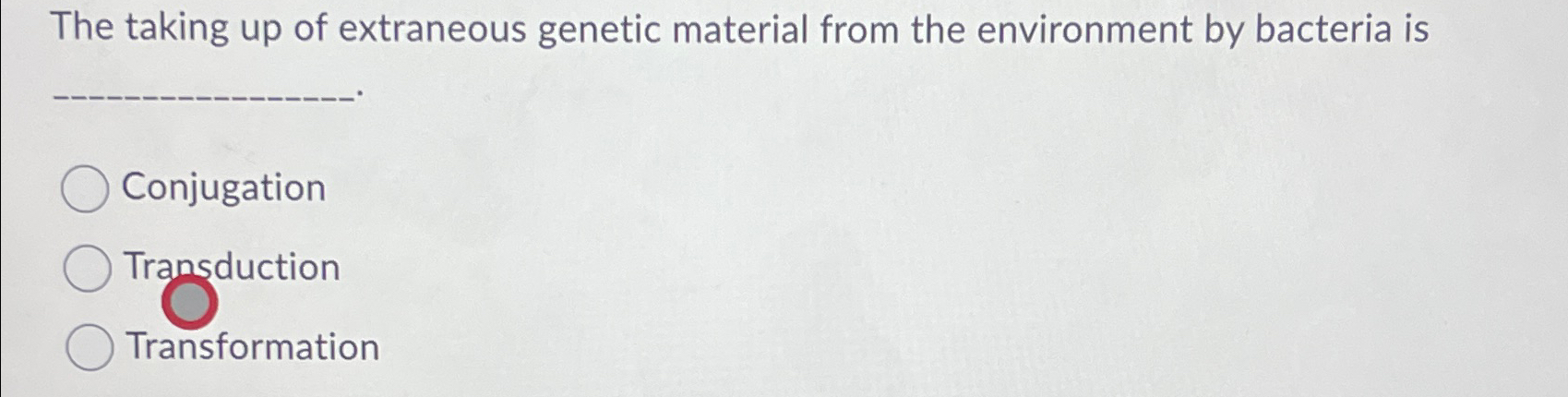 Solved The taking up of extraneous genetic material from the | Chegg.com