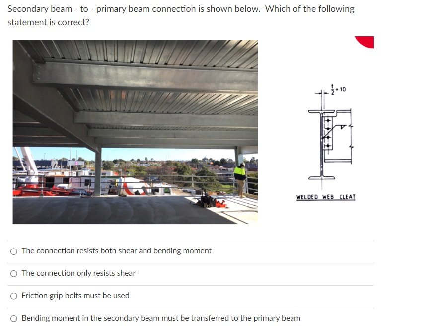 Solved Secondary beam - ﻿to - ﻿primary beam connection is | Chegg.com