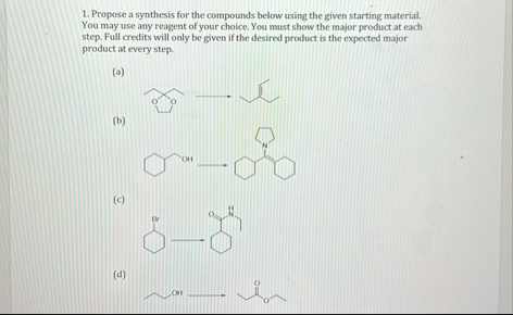 Solved Propose a synthesis for the compounds below (a-d) | Chegg.com