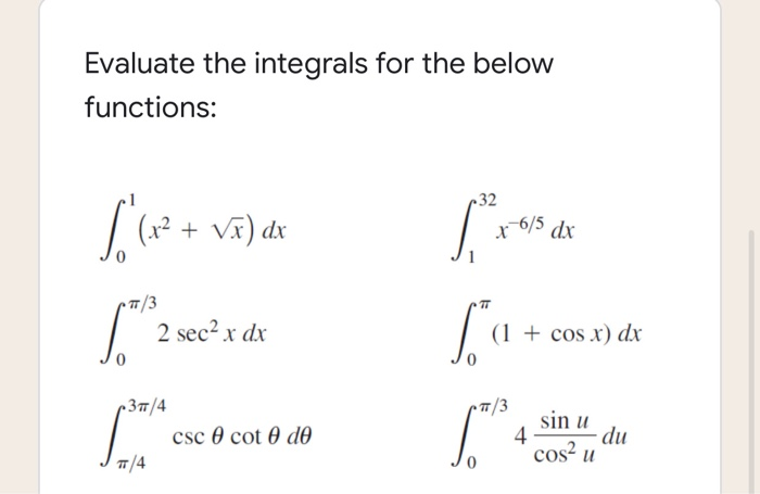 Solved Evaluate the integrals for the below functions: (x2 + | Chegg.com