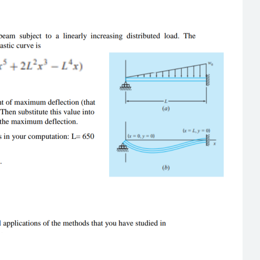 Solved beam subject to a linearly increasing distributed | Chegg.com
