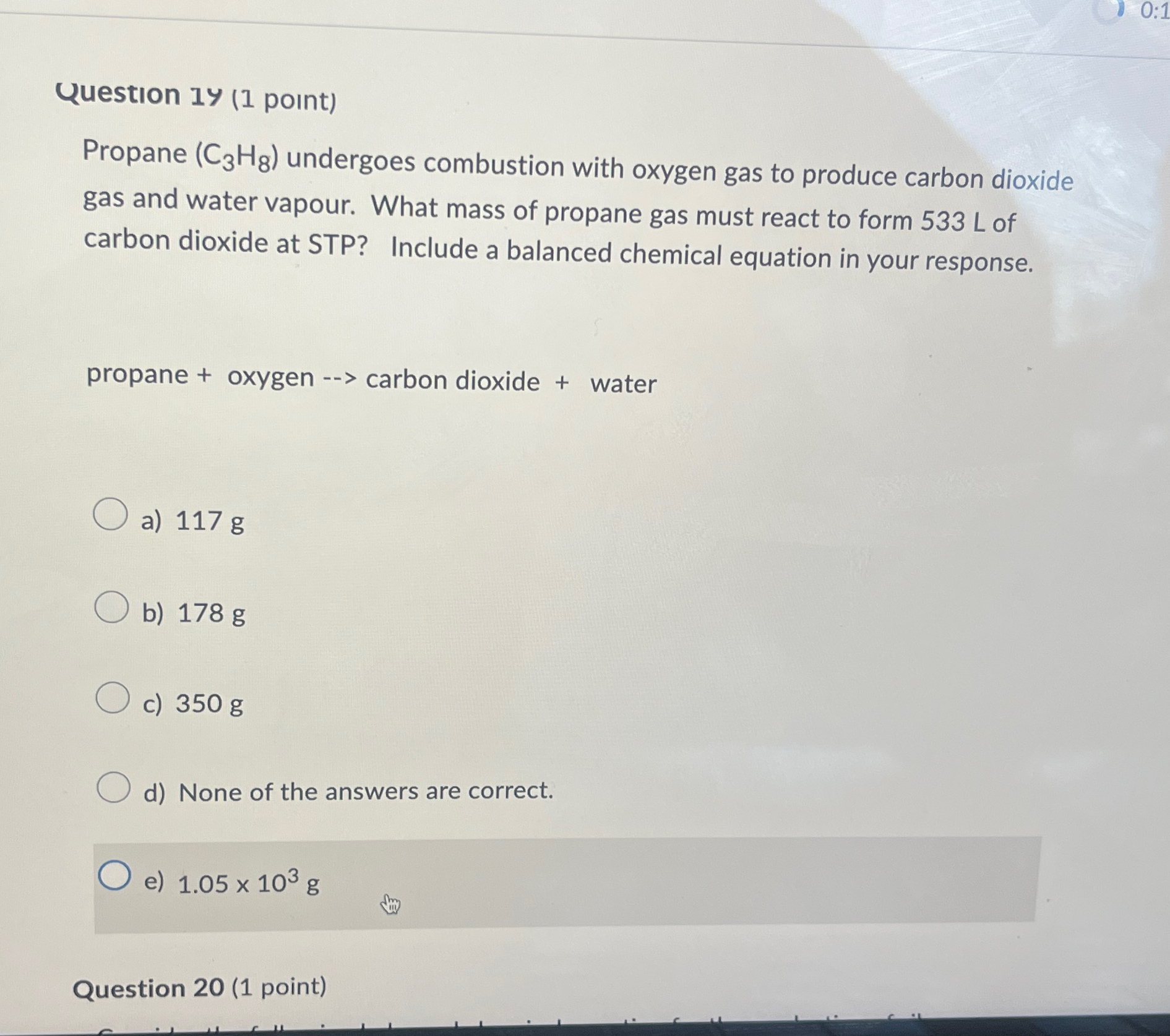 Solved Question 1Y (1 ﻿point)Propane (C3H8) ﻿undergoes | Chegg.com