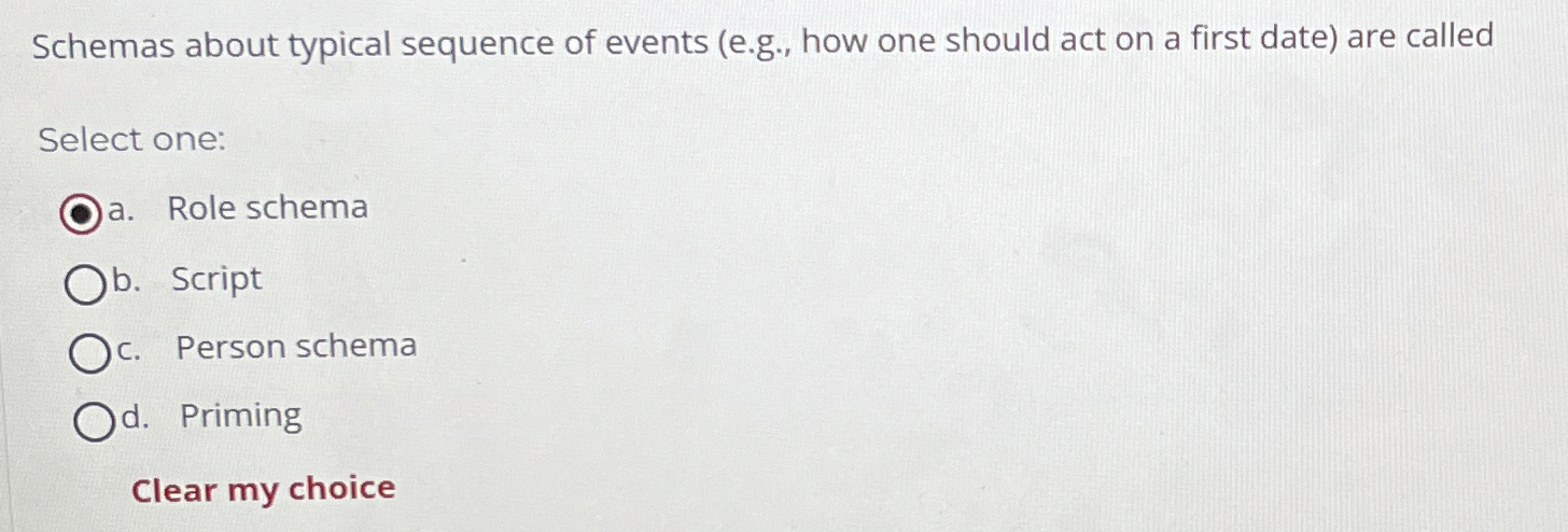 Solved Schemas about typical sequence of events (e.g., ﻿how | Chegg.com